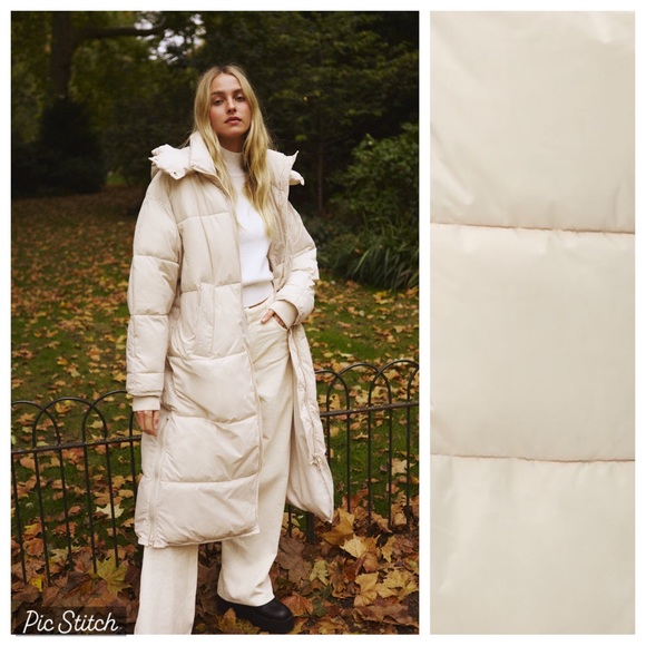 Zara | Jackets & Coats | Nwt Zara Cream Extra Long Water Repellent ...